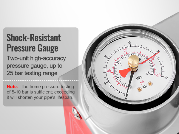 VEVOR Hydrostatic Test Pump, Max 25 bar/362 PSI, Dual Valve Hydraulic ...