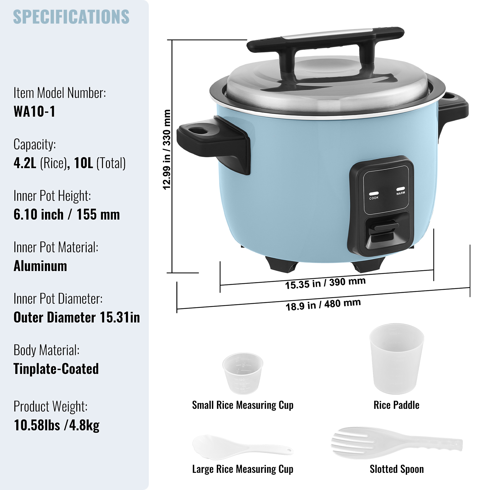 Commercial Rice Cooker 50Cup Cooked Non-Stick Pot 10L Keep Warm ...