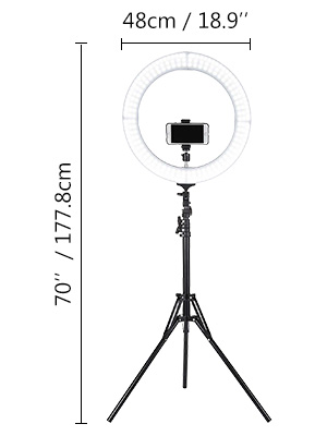 19" Dimmable LED Ring Light Diffuser 2700K-5500K W/ Adjustable Stand ...