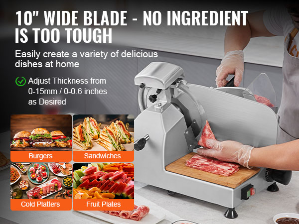 VEVOR Meat Slicer, 340W Electric Deli Food Slicer with 10" SUS420 ...