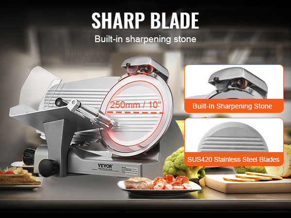 VEVOR Meat Slicer, 340W Electric Deli Food Slicer with 10" SUS420 ...