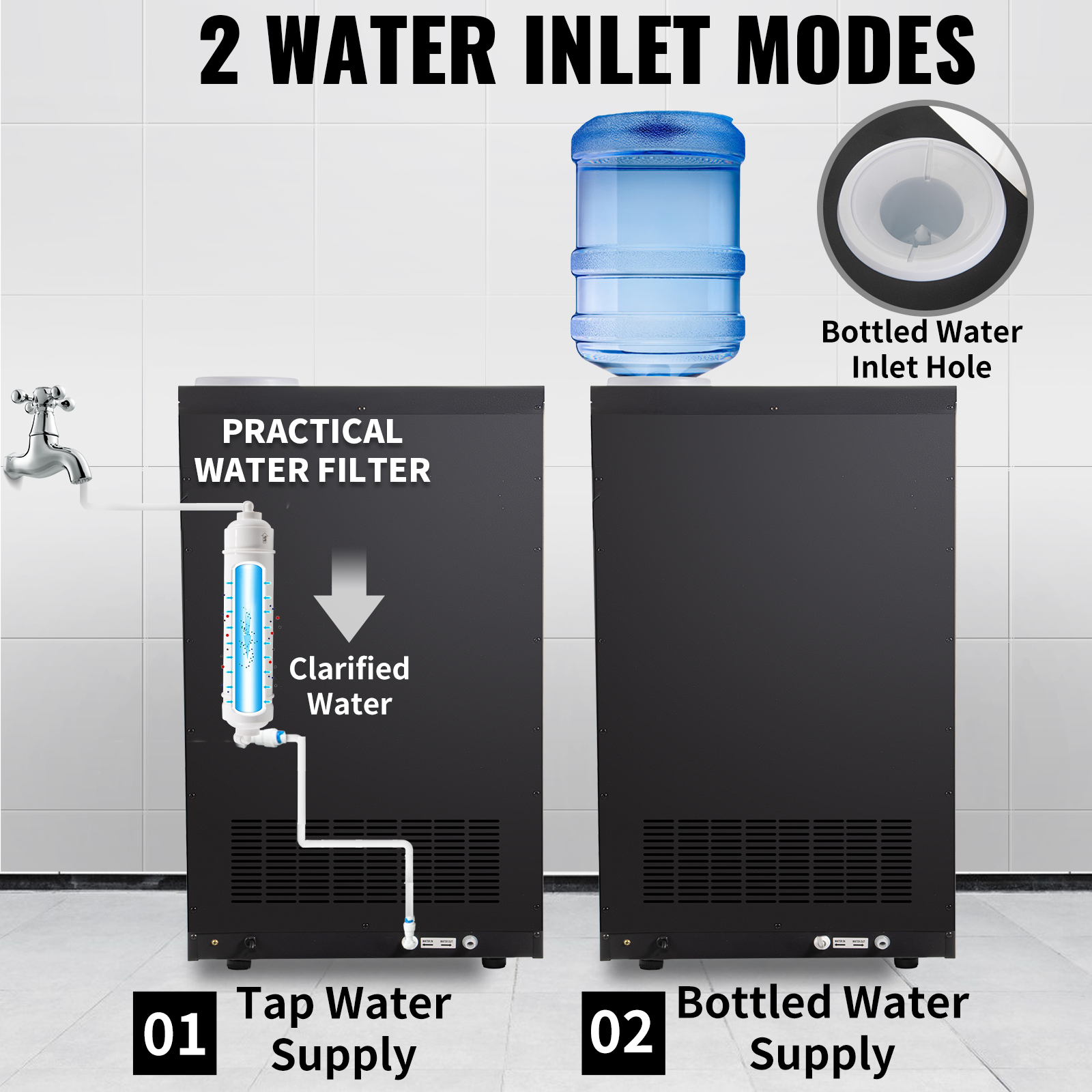 Vevor 121lb Commercial Ice Maker Built-in Ice Cube Maker Machine 50lb ...