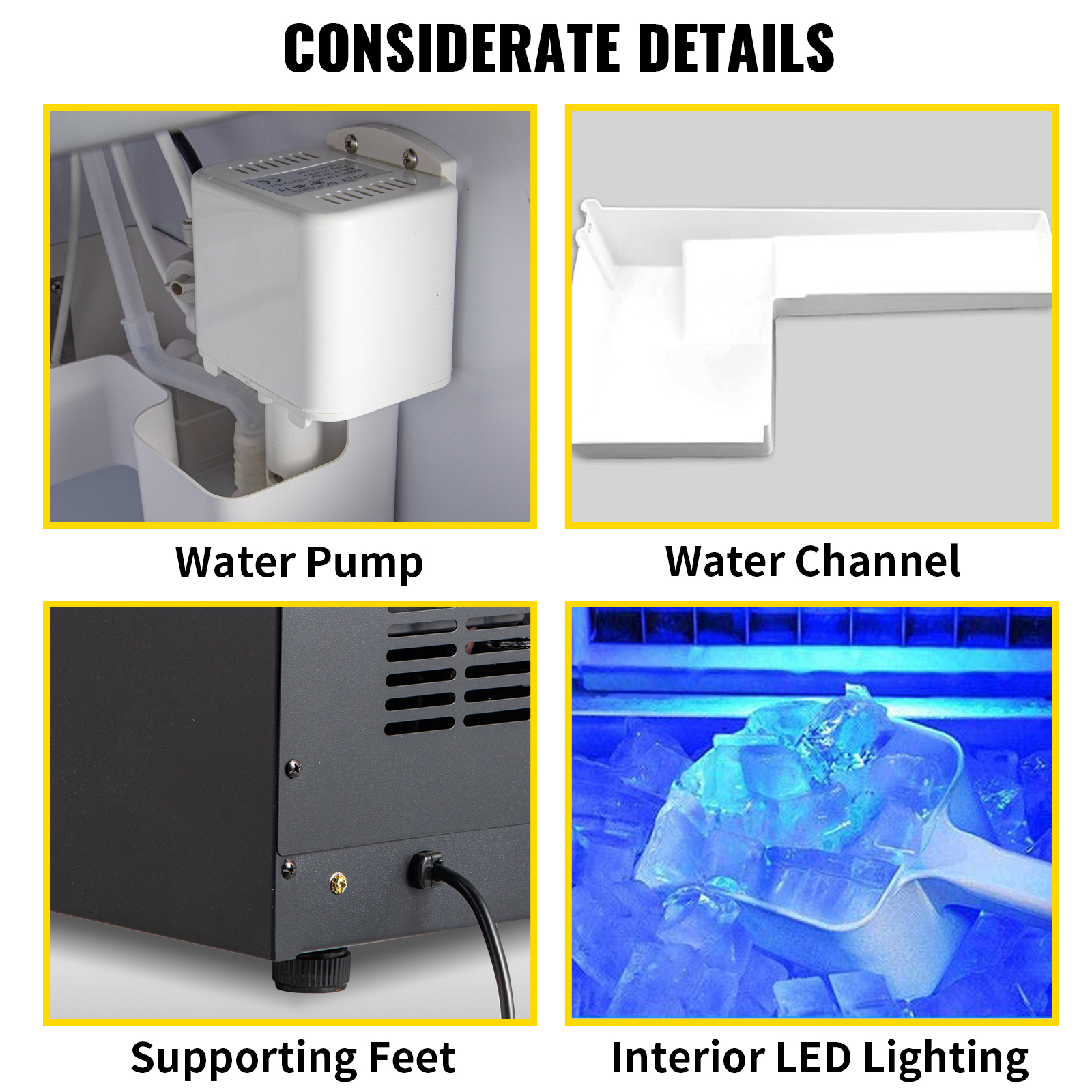 Vevor 121lb Commercial Ice Maker Built-in Ice Cube Maker Machine 50lb ...