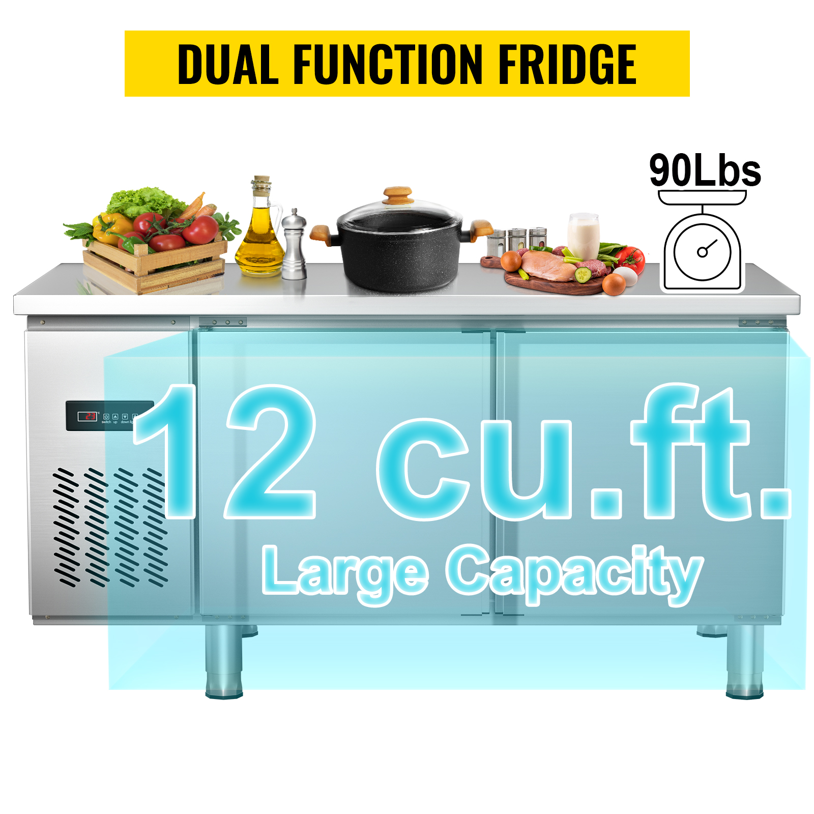 VEVOR Commercial Refrigerator,60'' Undercounter Refrigerator, Stainless ...