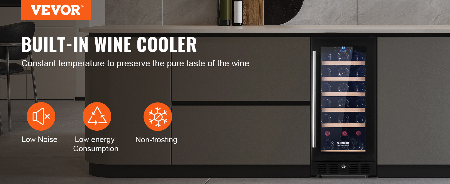 VEVOR Wine Cooler, 30 Bottles Capacity Under Counter Built-in or ...