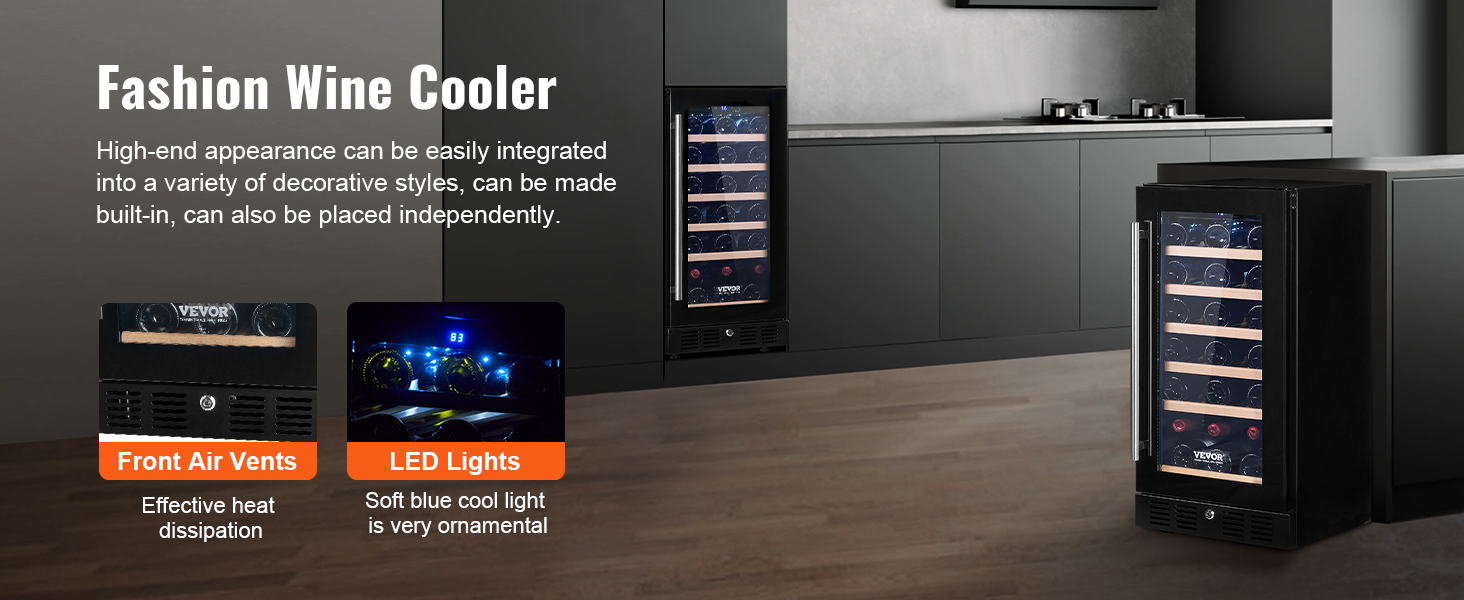 VEVOR Wine Cooler, 30 Bottles Capacity Under Counter Built-in or ...