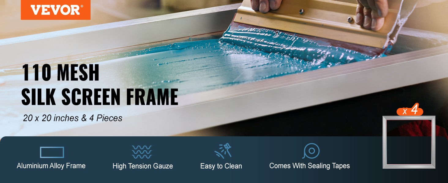 VEVOR Screen Printing Kit, 4 Pieces Aluminum Silk Screen Printing ...