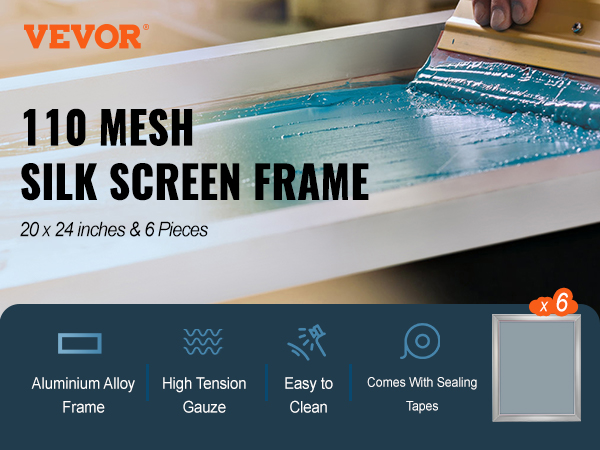 VEVOR Screen Printing Kit, 6 Pieces Aluminum Silk Screen Printing ...