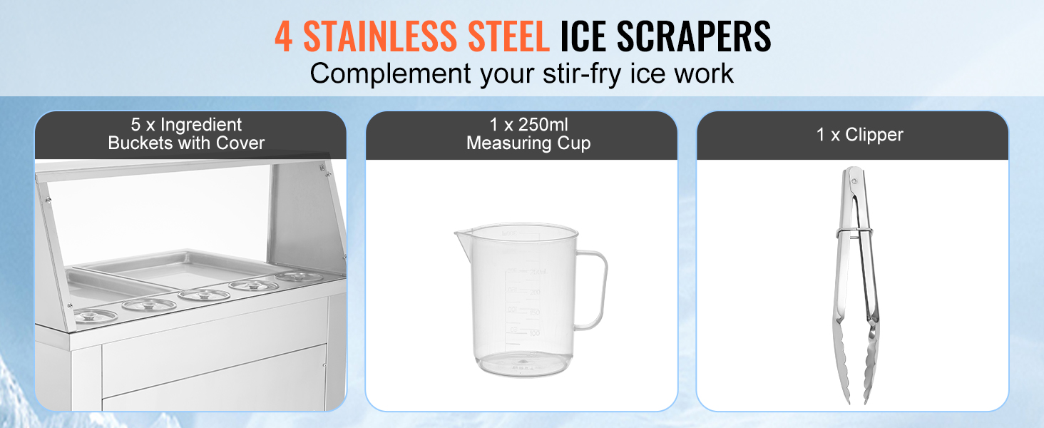 VEVOR Fried Ice Cream Roll Machine, 2Pcs 13.8" x 13.8" Square Stir ...