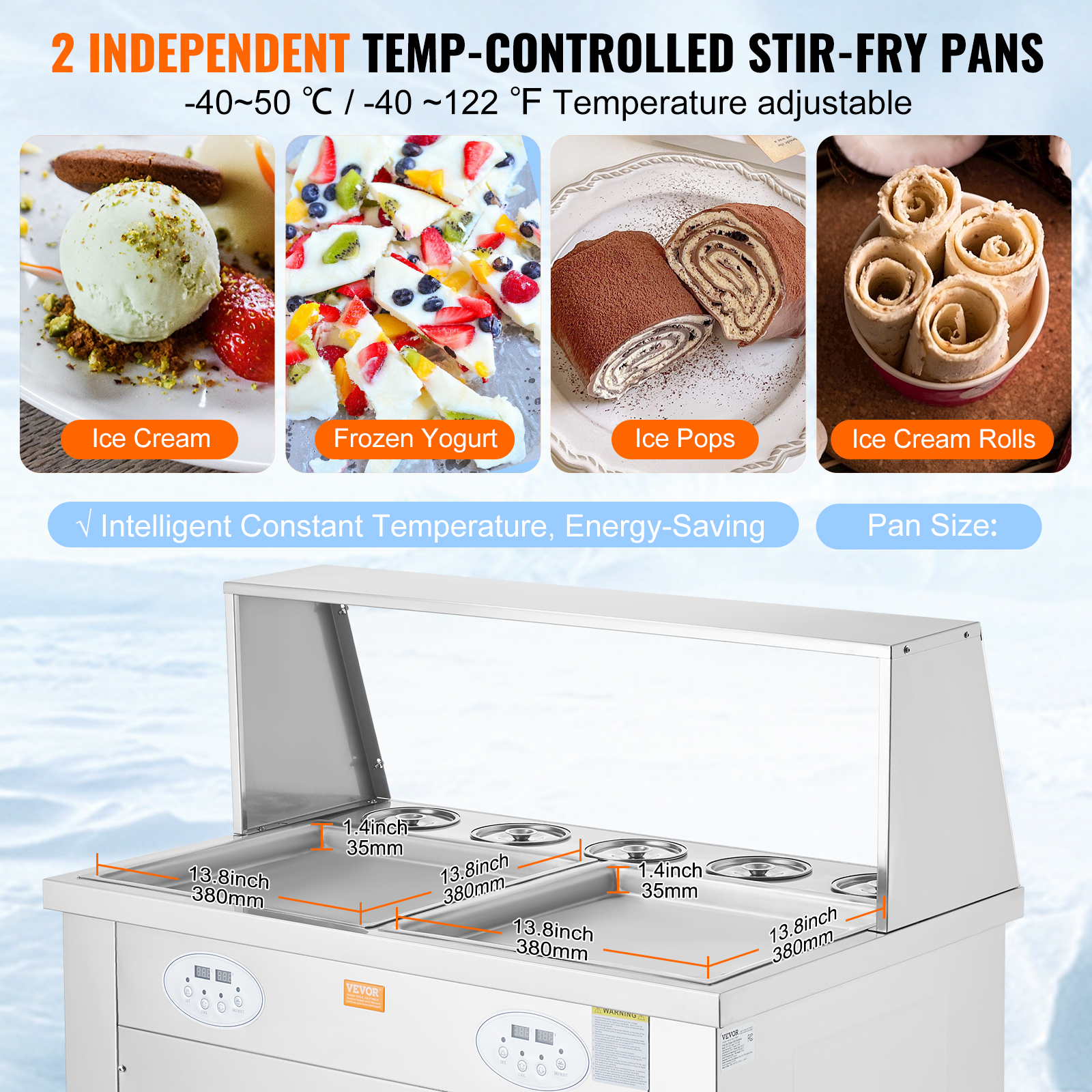 Fried Ice Cream Roll Machine Yogurt Ice Roll Maker Single/Double Pans ...
