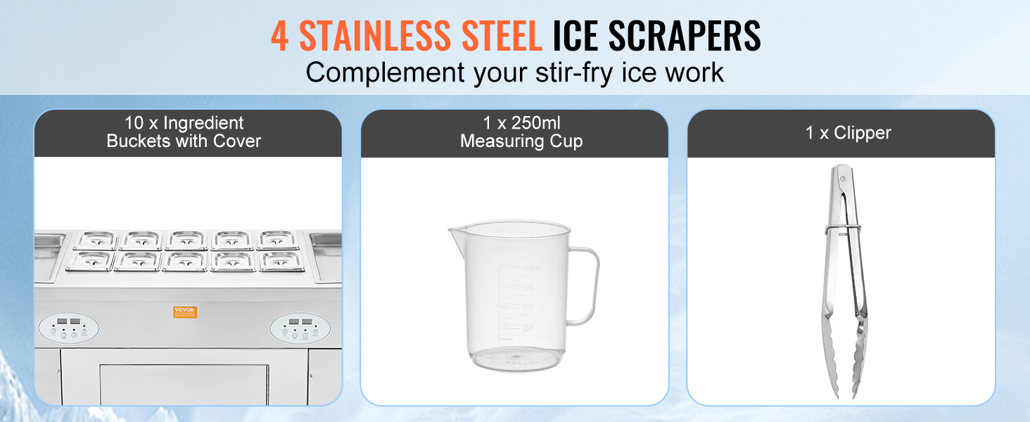 VEVOR Fried Ice Cream Roll Machine, 2Pcs 17.7" x 17.7" Square Stir ...