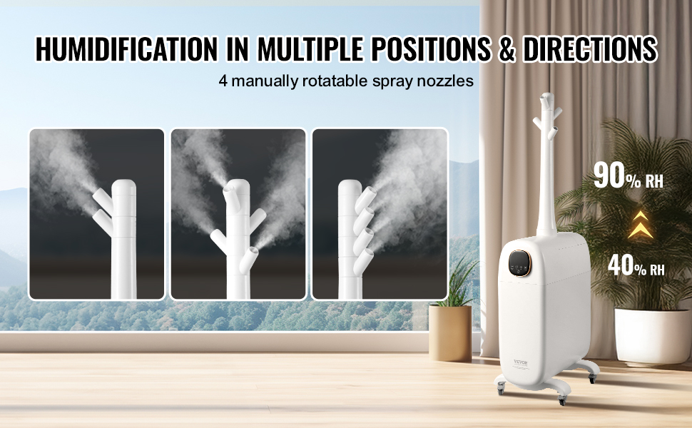 VEVOR Commercial Humidifier 6.6 Gal Cool Mist for Up To 1291.7 Sq Ft ...