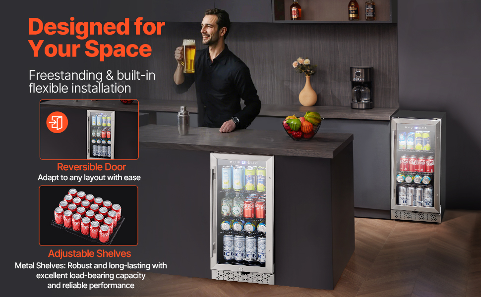 Beverage Refrigerator Cooler 88 Can Mini Soda Beer Cooler Fridge Glass ...