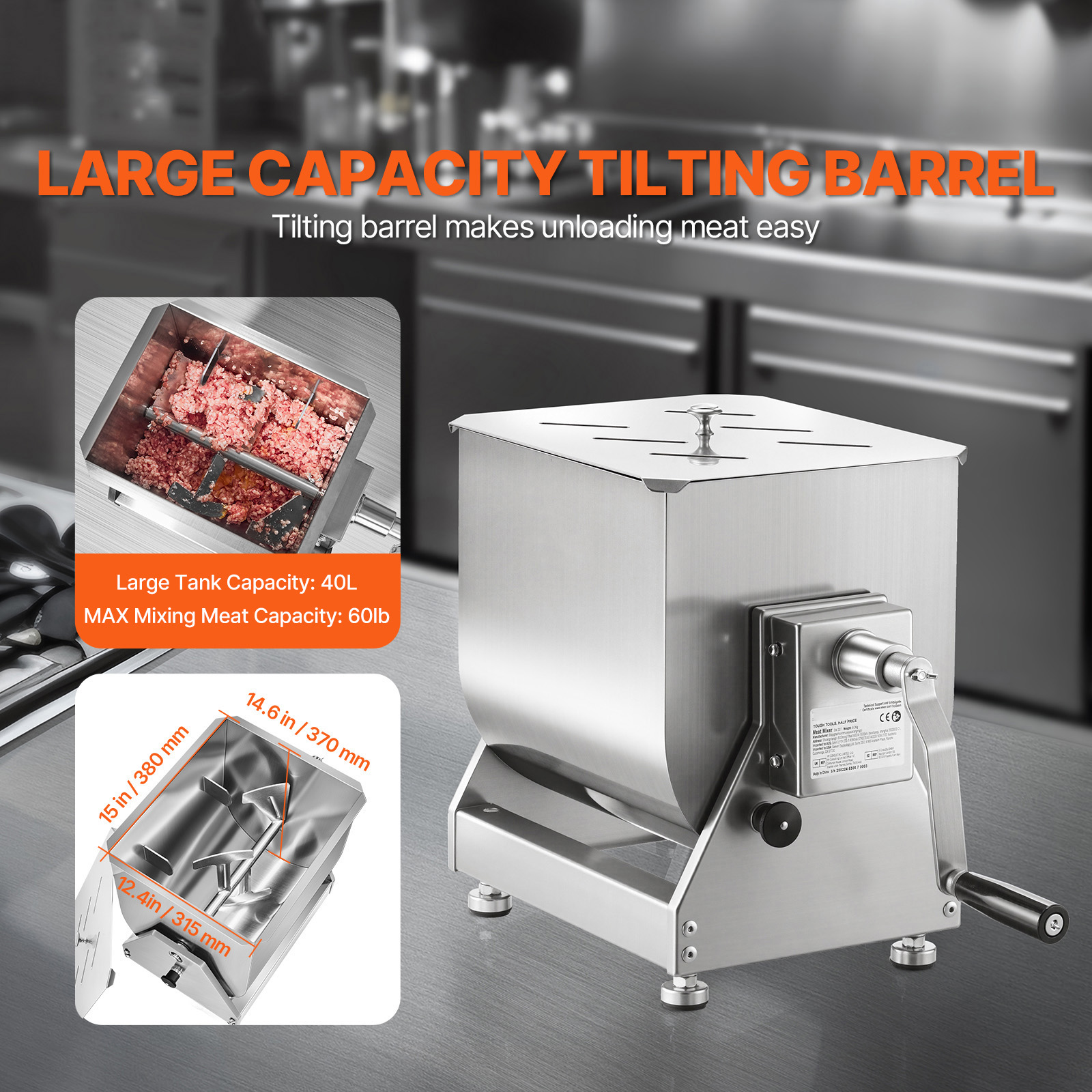 Mophorn Manual Meat Mixer, 80L Capacity Meat Processing Equipment ...