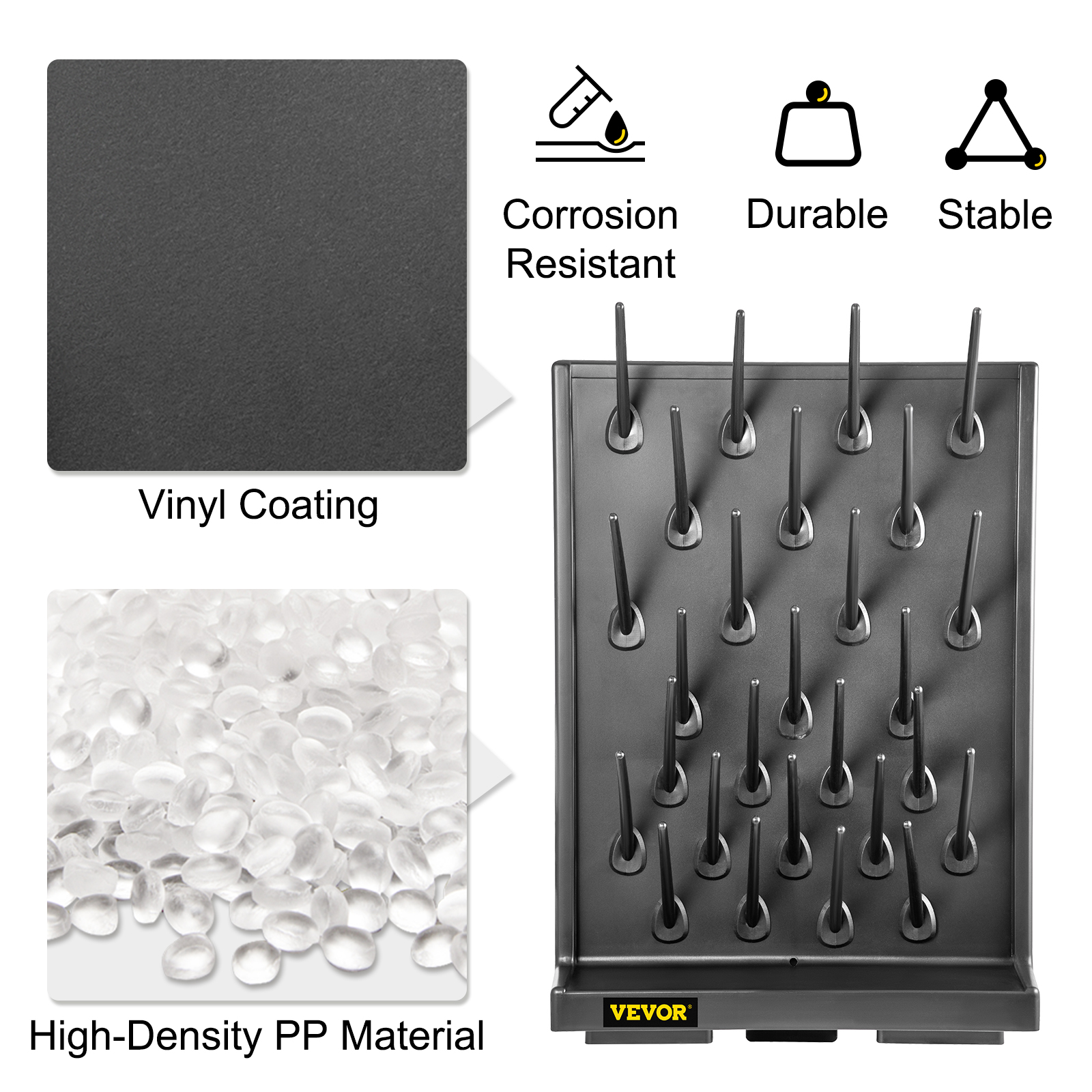 VEVOR Drying Rack for Lab Glassware Rack 27 Pegs PP Wall Glassware ...