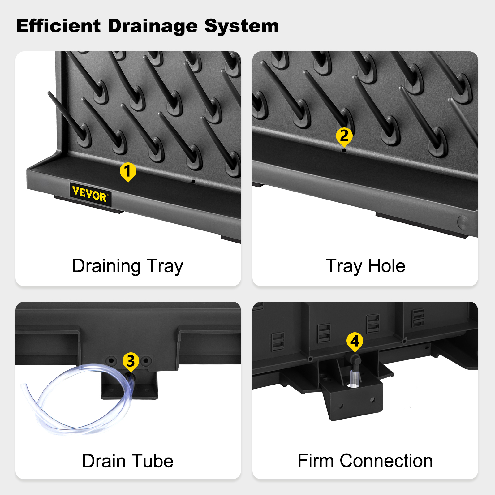 VEVOR Drying Rack for Lab Glassware Rack 52 Pegs PP Material Glassware ...