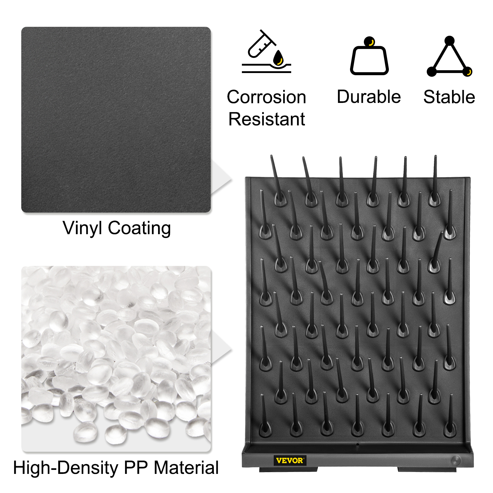 VEVOR Drying Rack for Lab Glassware Rack 52 Pegs PP Material Glassware ...