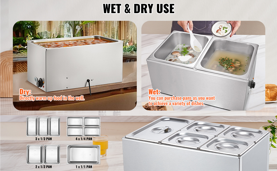 VEVOR Commercial Electric Food Warmer Countertop Buffet 19Qt 1200W Bain ...