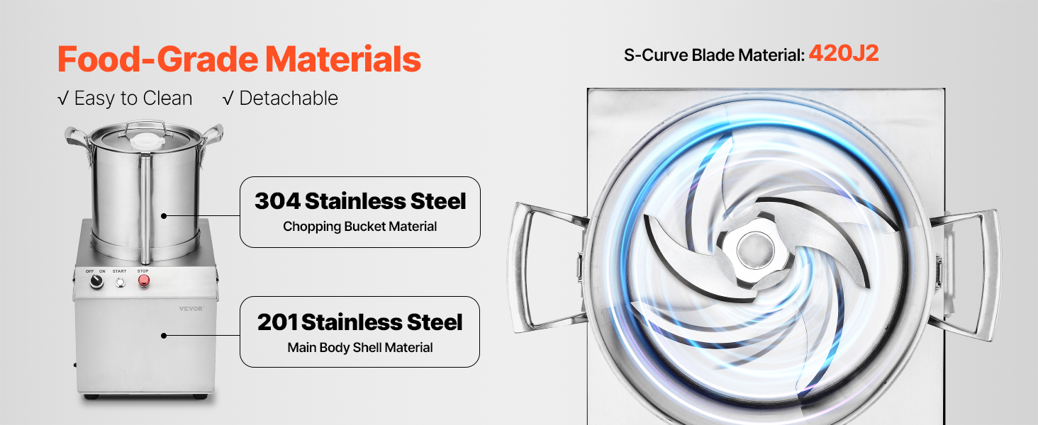 VEVOR Food Processor Vegetable Chopper 10.6Qt Food-Grade Stainless ...