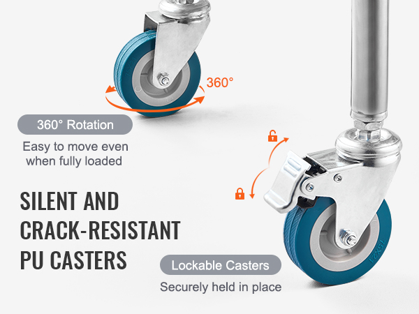 VEVOR Chariot de service de laboratoire, chariot roulant utilitaire en ...