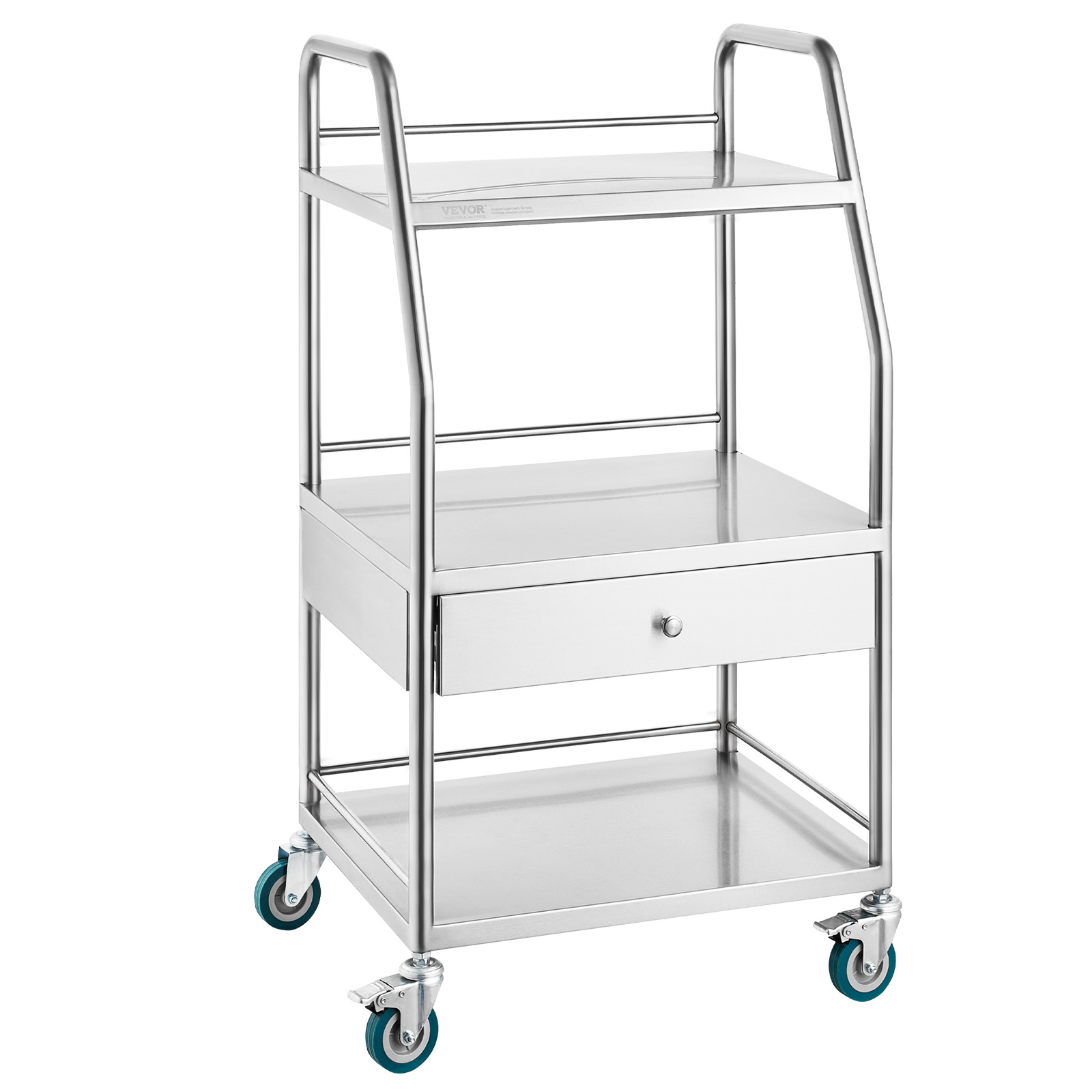 VEVOR Lab Rolling Cart Dental Lab Serving Cart 3 Tiers 1 Drawer ...