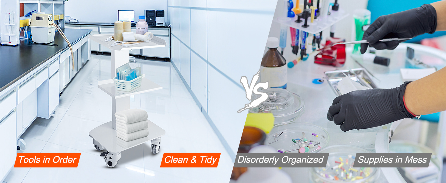 VEVOR 3-Layer Lab Medical Cart White Rolling Cart Lab Medical Equipment ...