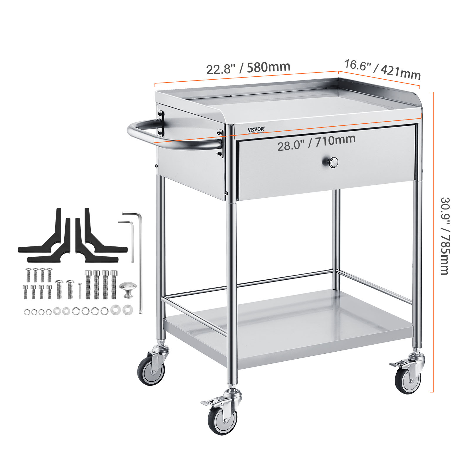 VEVOR Chariot de Laboratoire a 2 Etages Chariot a Service Medical ...