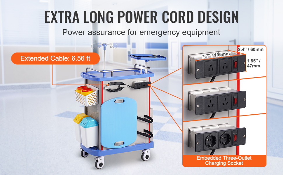 VEVOR 5 Tiers Lab Carts Mobile Medical Cart with 5 Drawers & 2 Trash ...