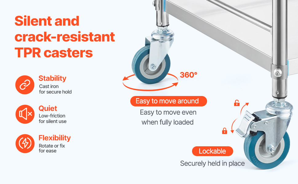 Lab Rolling Cart Dental Lab Serving Cart 3 Tiers Drawer Stainless Steel ...