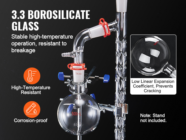 VEVOR Lab Distillation Kit, 3.3 Boro Lab Glassware Distillation Kit ...