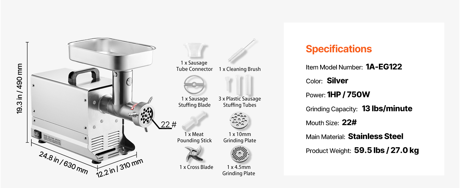 VEVOR Commercial Electric Meat Grinder 13 Lbs/Min Sausage Stuffer Maker ...