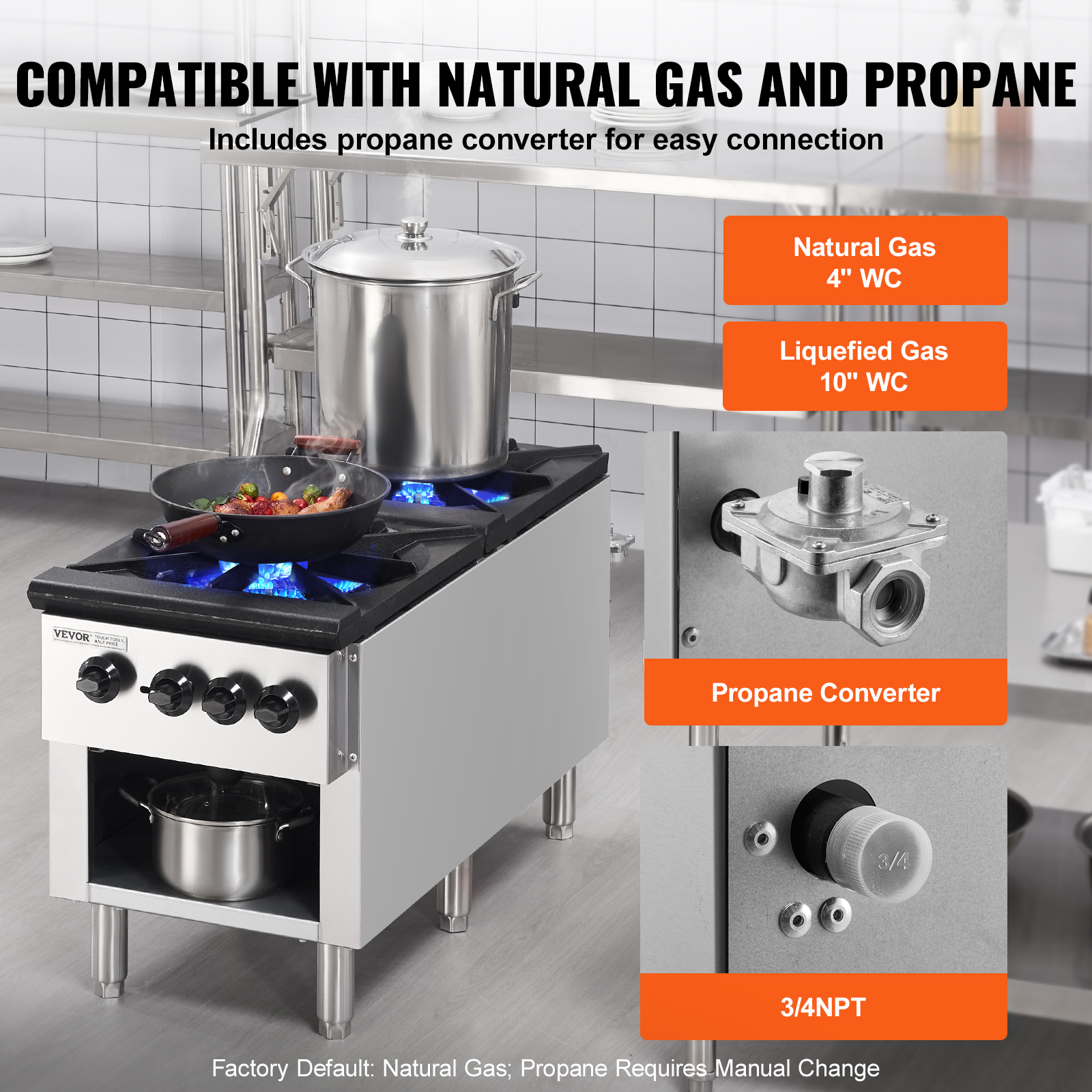 Commercial Gas Range Stove Countertop Cooking Hot Plate Kitchen Propane ...