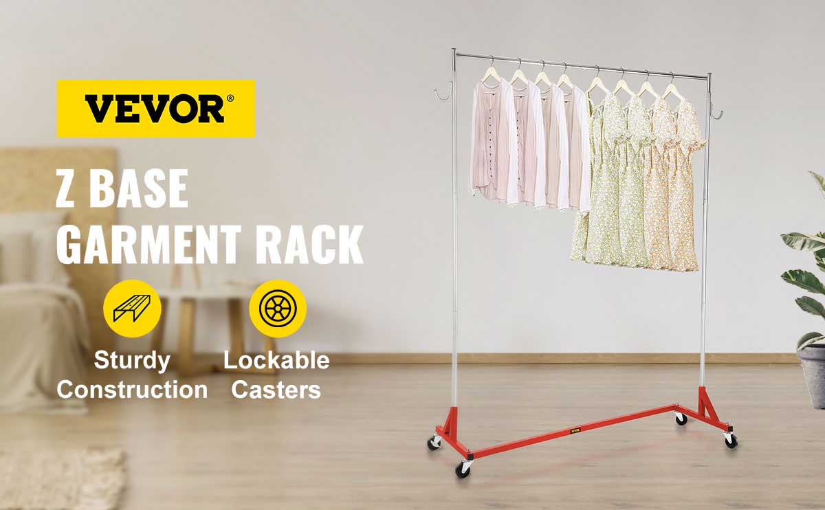 VEVOR Z Rack, Industrial Grade Z Base Garment Rack, Height Adjustable ...