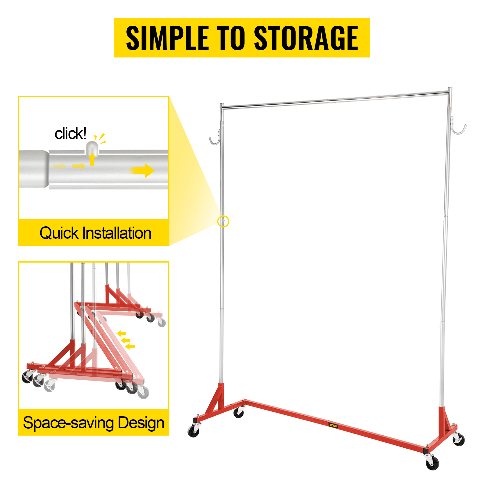 VEVOR Z Rack, Industrial Grade Z Base Garment Rack, Height Adjustable ...