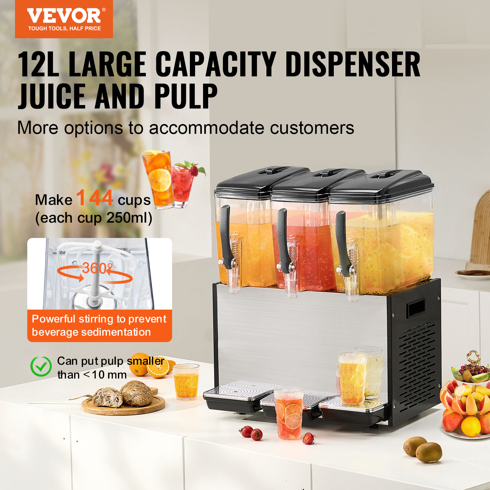 Commercial Beverage Dispenser Cold Juice Ice Drink Dispenser 1/2/3/4 ...