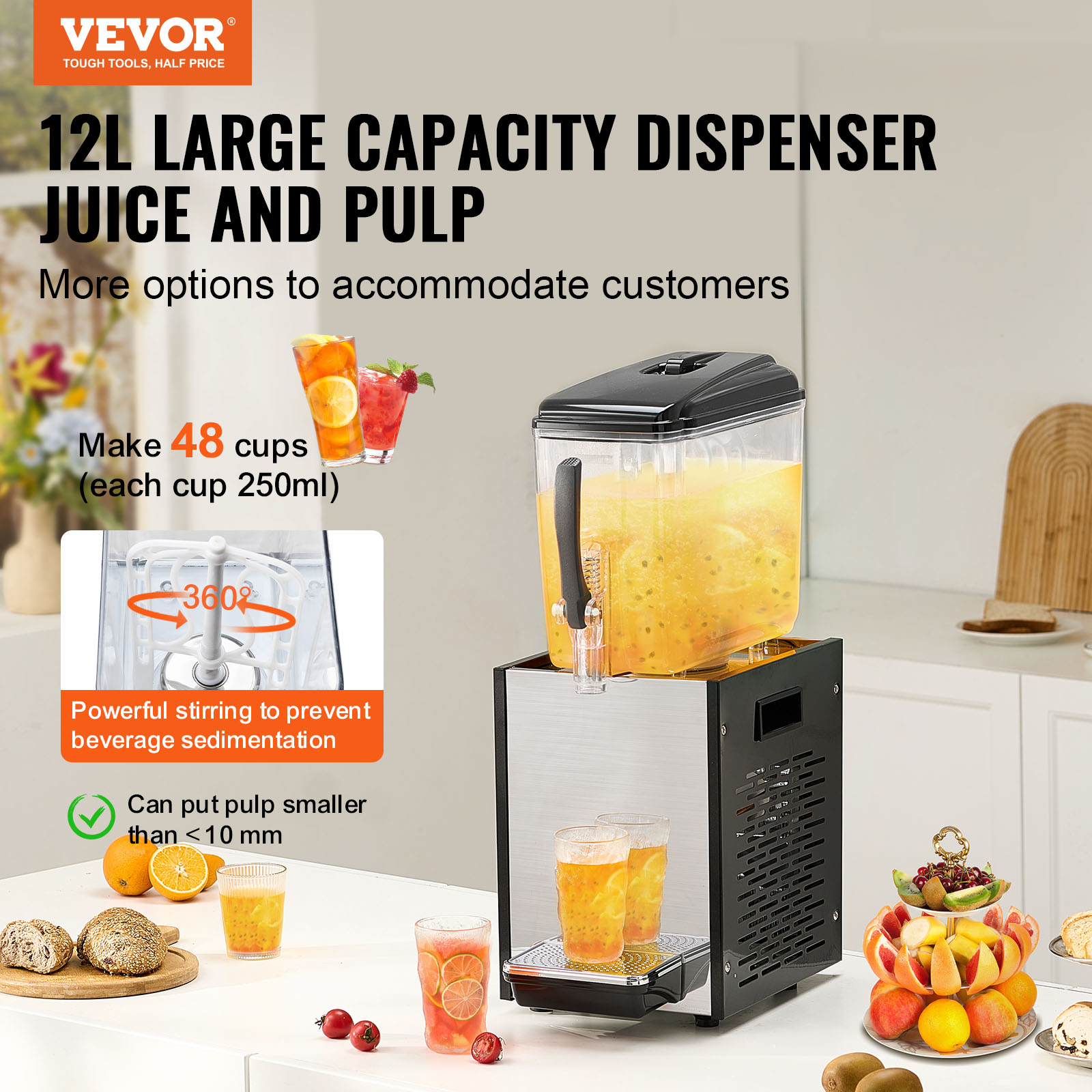Commercial Beverage Dispenser Cold Juice Ice Drink Dispenser 1/2/3/4 ...