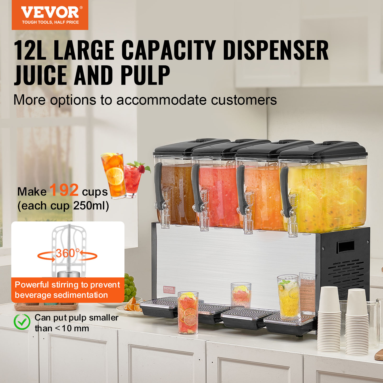 Commercial Beverage Dispenser Cold Juice Ice Drink Dispenser 1/2/3/4 ...