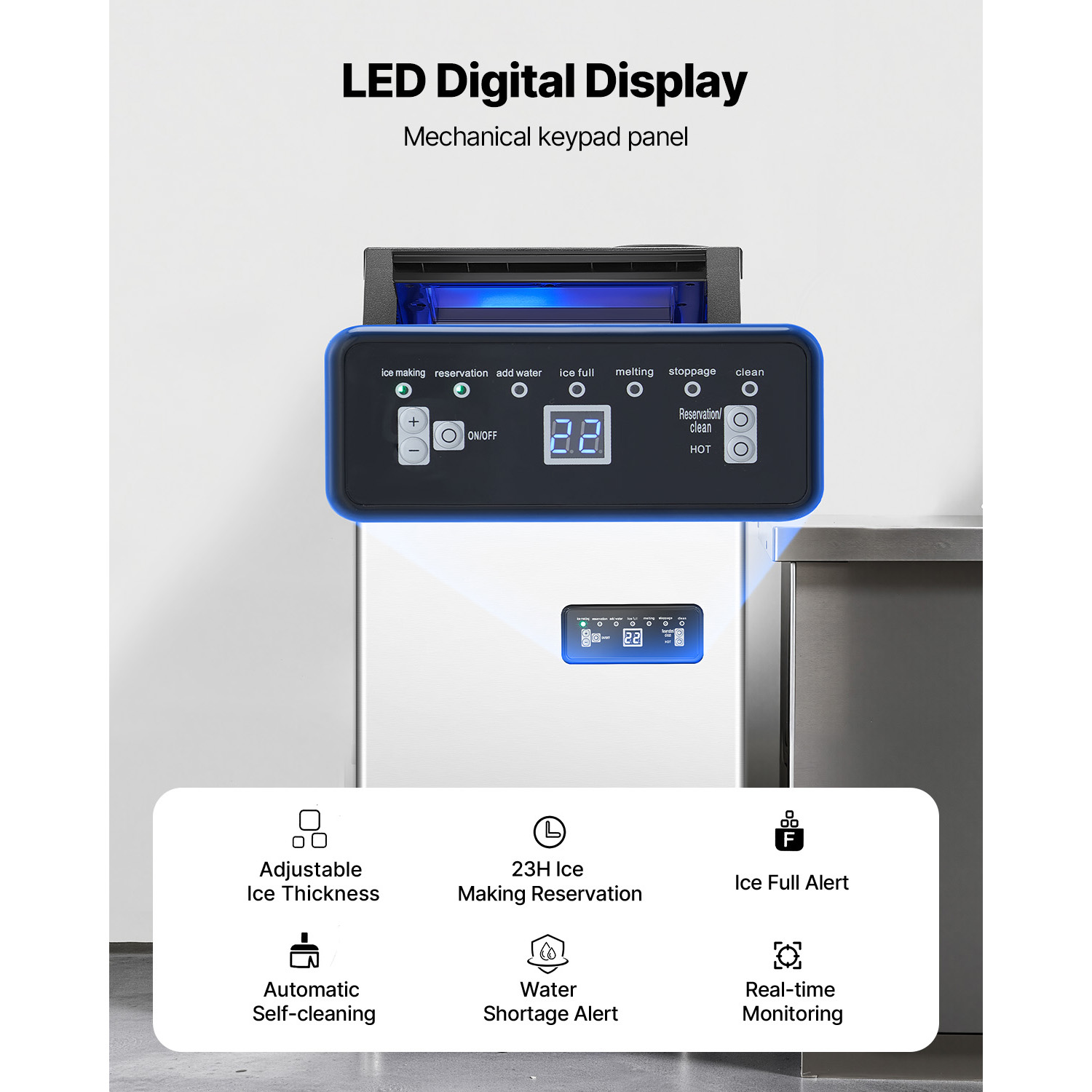 Mophorn Macchina per Ghiaccio Commerciale ca. 49,9 kg/giorno con ...