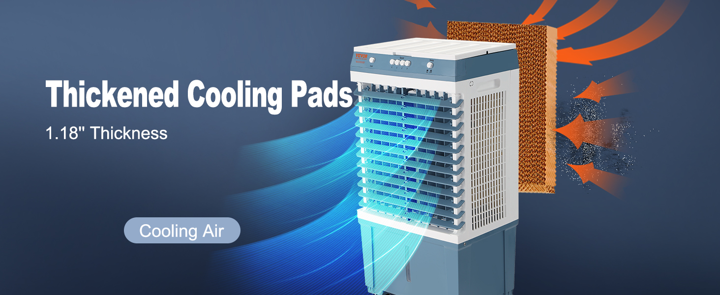 VEVOR Evaporative Cooler, 1400 CFM Air Cooler, 84° Oscillating Swamp ...