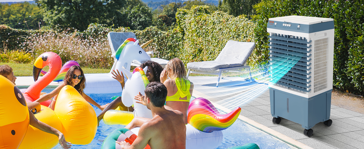 VEVOR Evaporative Cooler, 1400 CFM Air Cooler, 84° Oscillating Swamp ...