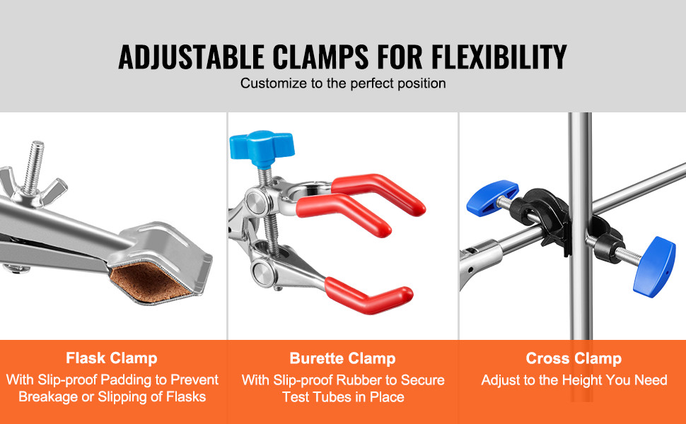 VEVOR Lab Stand Support, Laboratory Retort Support Stand Set, Steel Lab ...