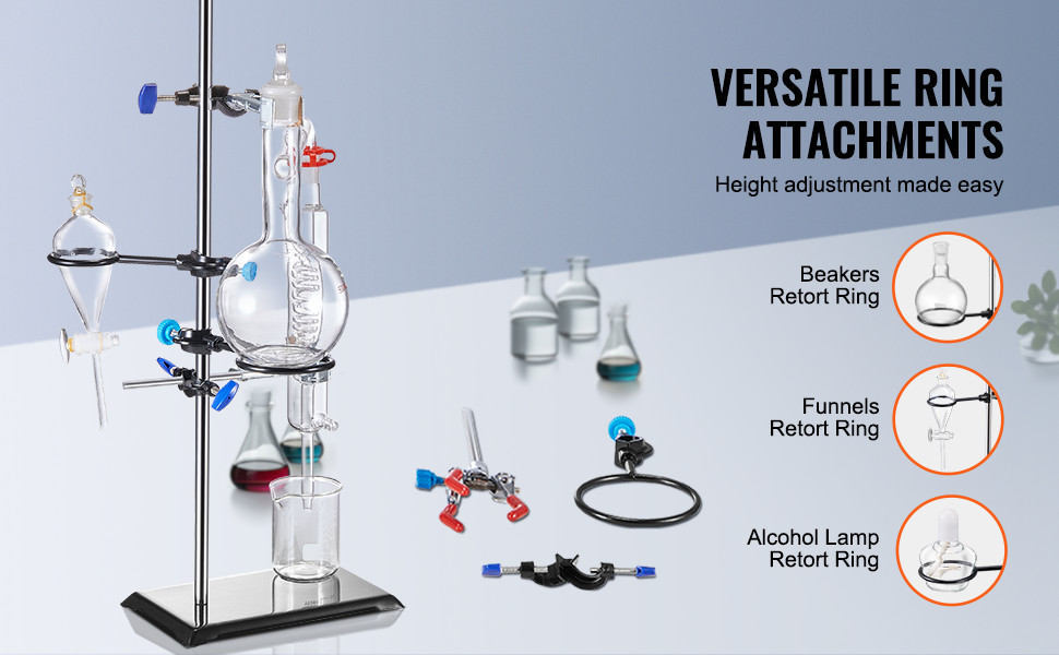 VEVOR Lab Stand Support, Laboratory Retort Support Stand Set, Steel Lab ...