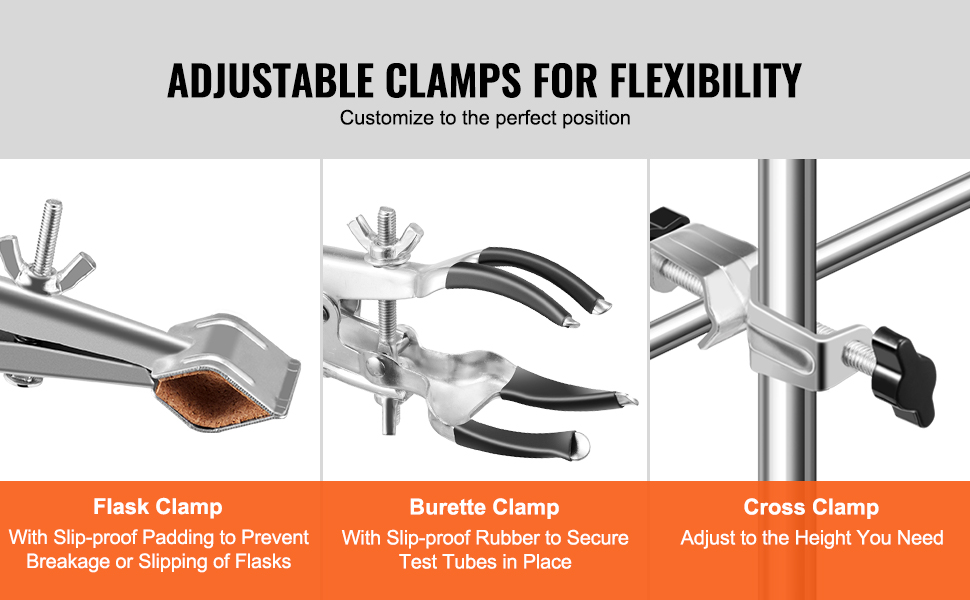 VEVOR Lab Stand Support, Laboratory Retort Support Stand 2 Sets, Steel ...