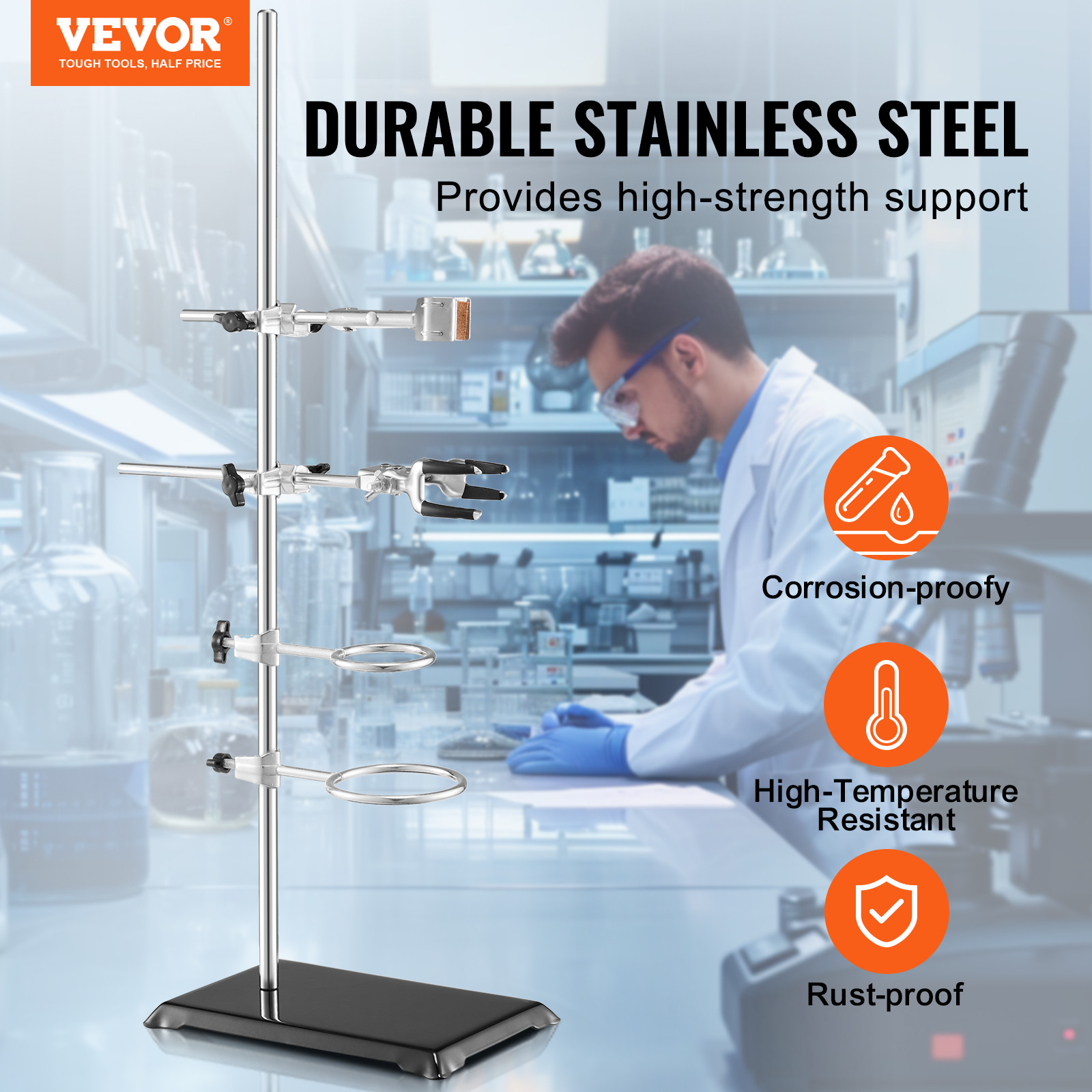 Lab Stand Support Laboratory Retort Support Stand 23.6" Rod With Clamps ...