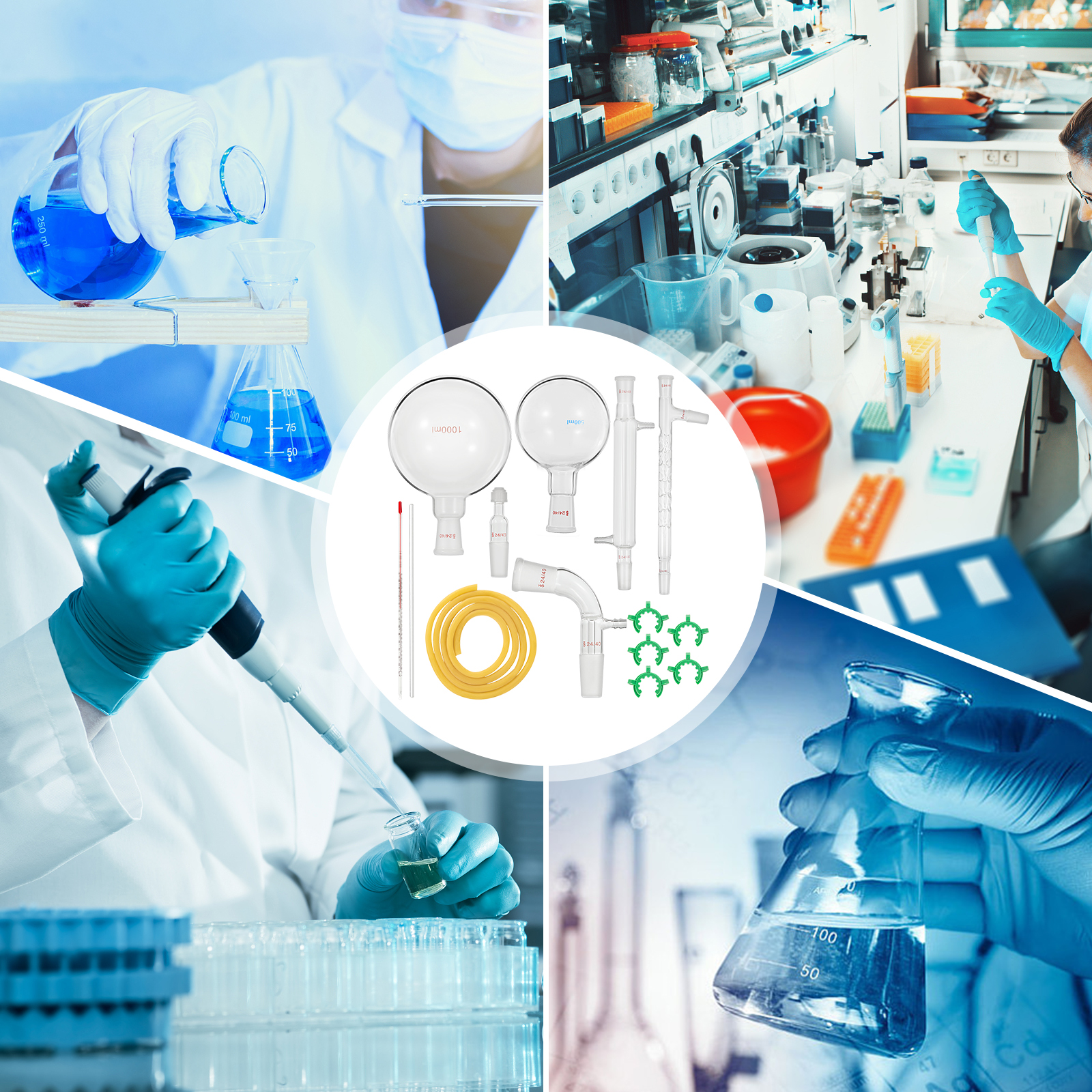 VEVOR Vevor Glass Organic Chemistry Kit Distillation Kit 13pcs 24/40 ...