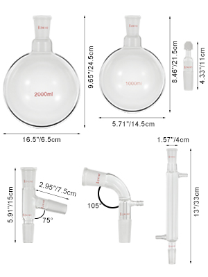 Vevor Glass Organic Chemistry Kit Distillation Kit 13pcs 24/40 Lab ...