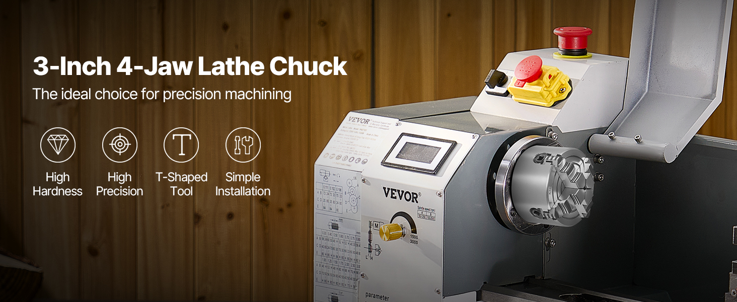 VEVOR 4-Jaw Lathe Chuck, 3 Inch (80 mm), Self-Centering Chuck, 0.1-3.15 ...