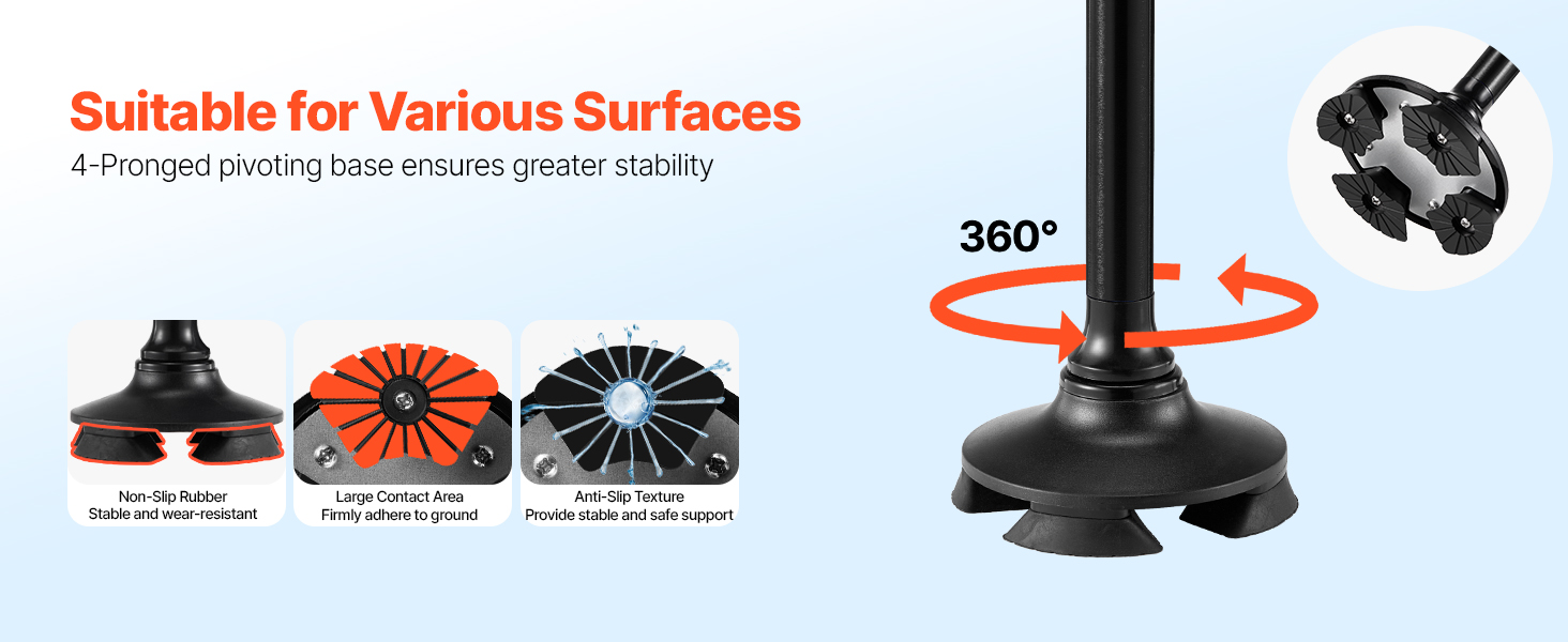 Walking Cane Folding Walking Stick with 8-Level Height & 4-Pronged ...