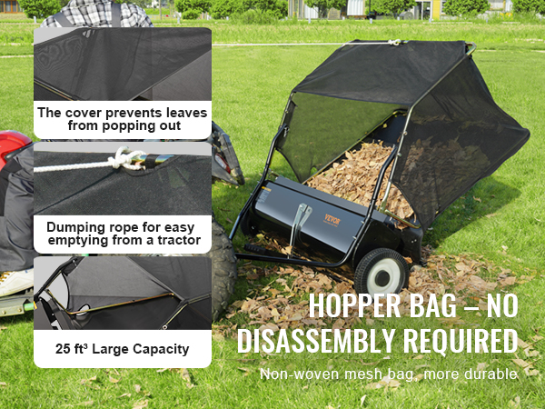 Tow Behind Lawn Sweeper Vevor Sweeper 58-Inch - 28 Cu.ft Capacity Leaf ...