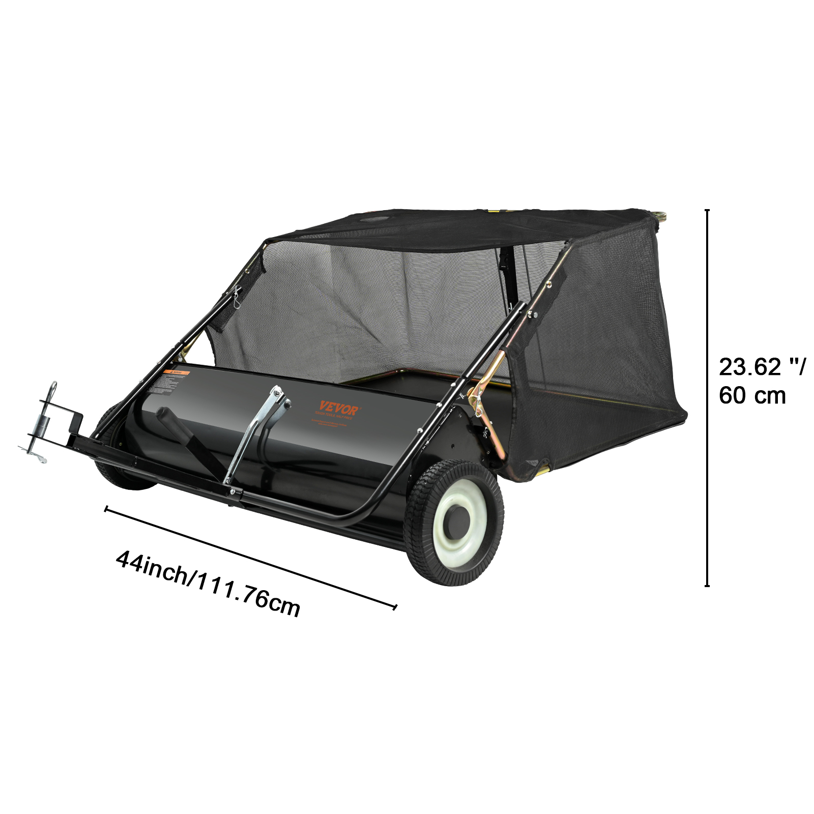 VEVOR Tow Behind Lawn Sweeper 44 inch, 25 cu. ft Large Capacity Heavy ...